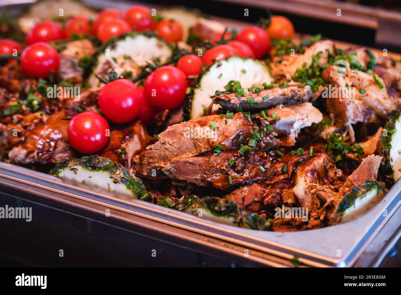 pork loin with vegetables, roast beef, served in a Brazilian restaurant ...