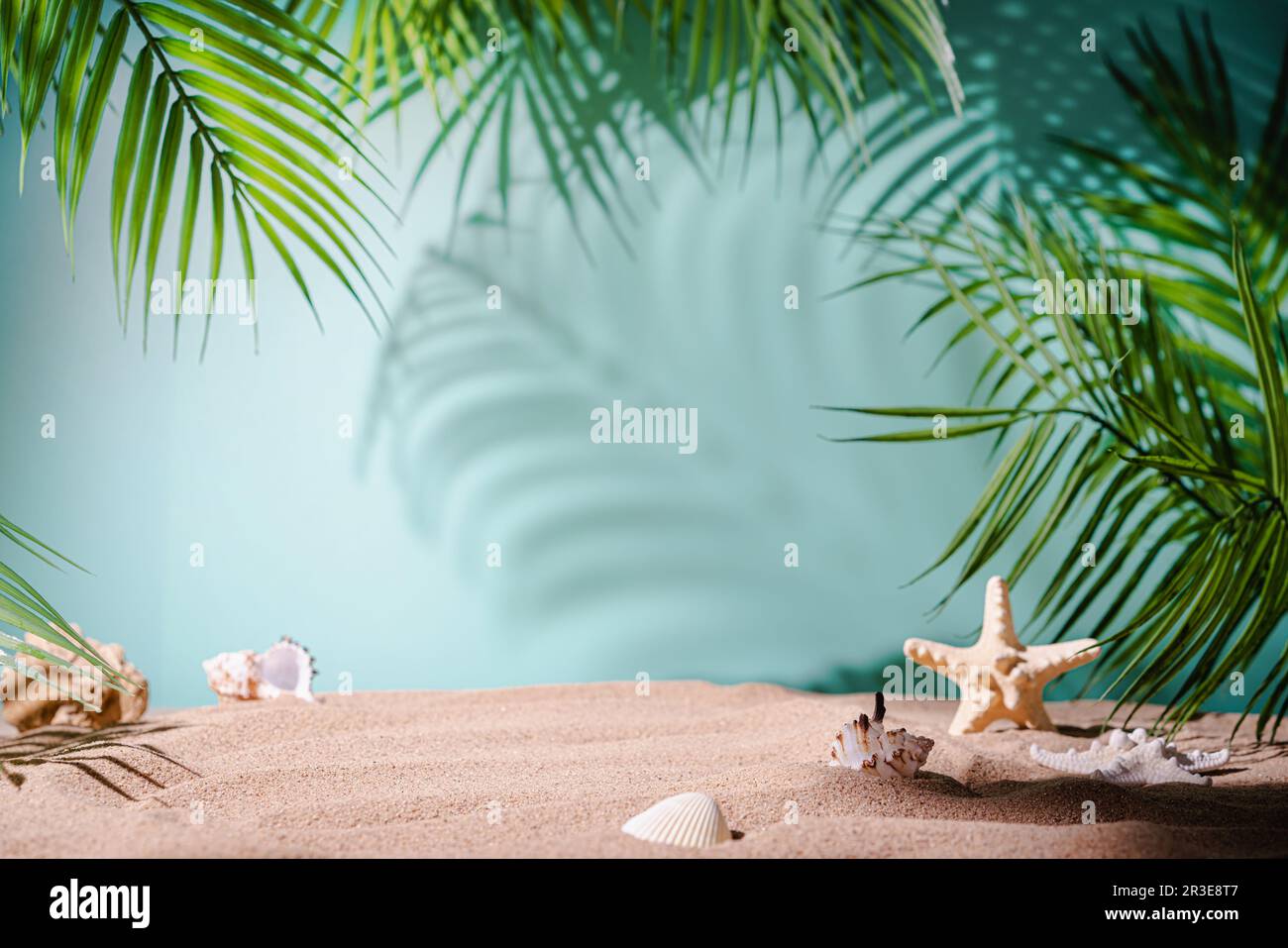Symbolic tropical beach background Stock Photo - Alamy