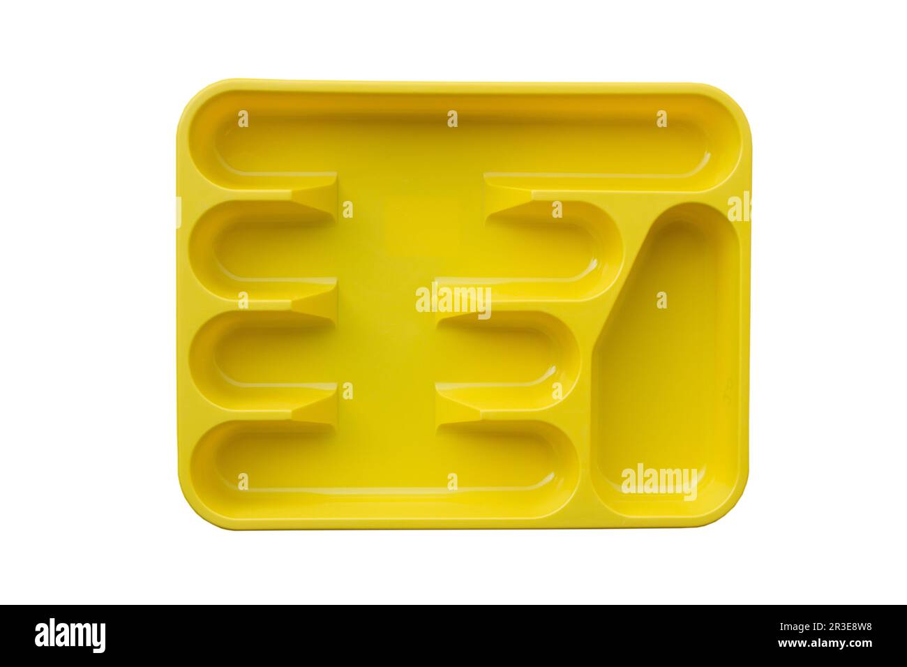 the tray for drying the cutlery is yellow on a white background Stock ...