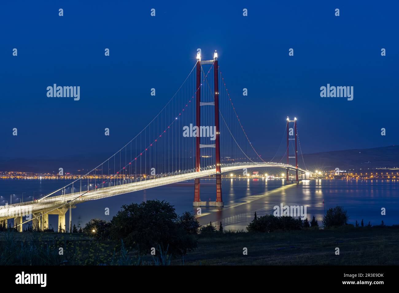 1915 Canakkale Bridge aerial view in Canakkale, Turkey. World's longest ...