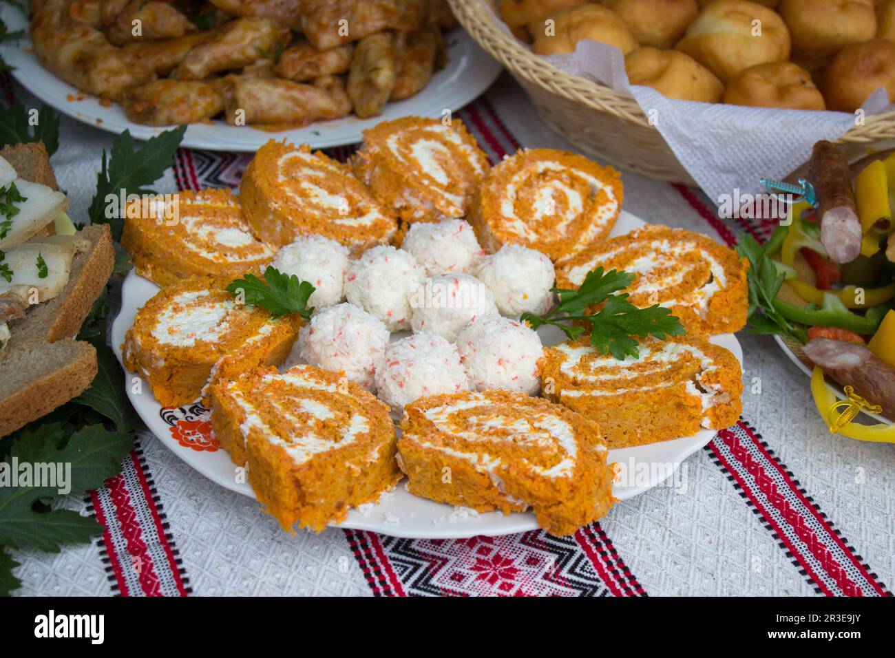delicious delicacies on the table, chopped rolls Stock Photo - Alamy