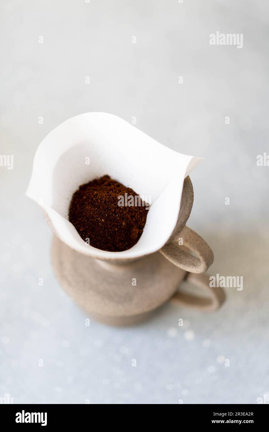 Fresh ground coffee in a purover for breakfast Stock Photo - Alamy