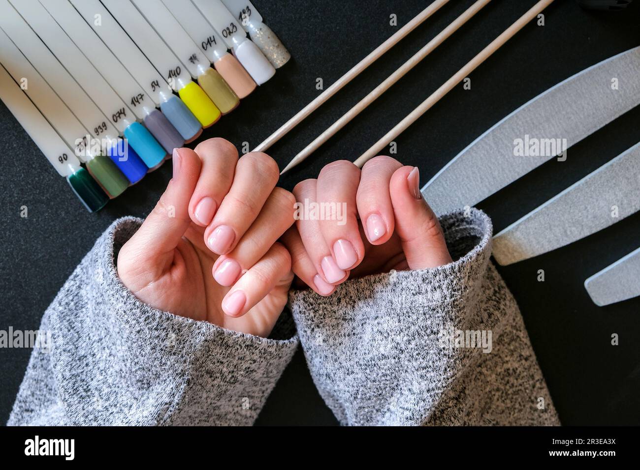 Work at home with nails. Nail care, Self care. Female manicure. Do ...