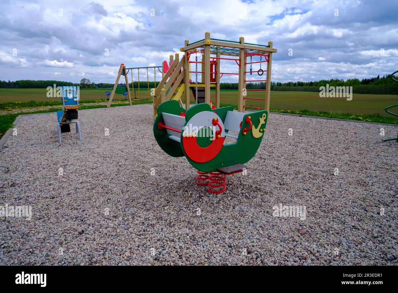 Children's colorful outdoor playground. Facilities for children's games ...