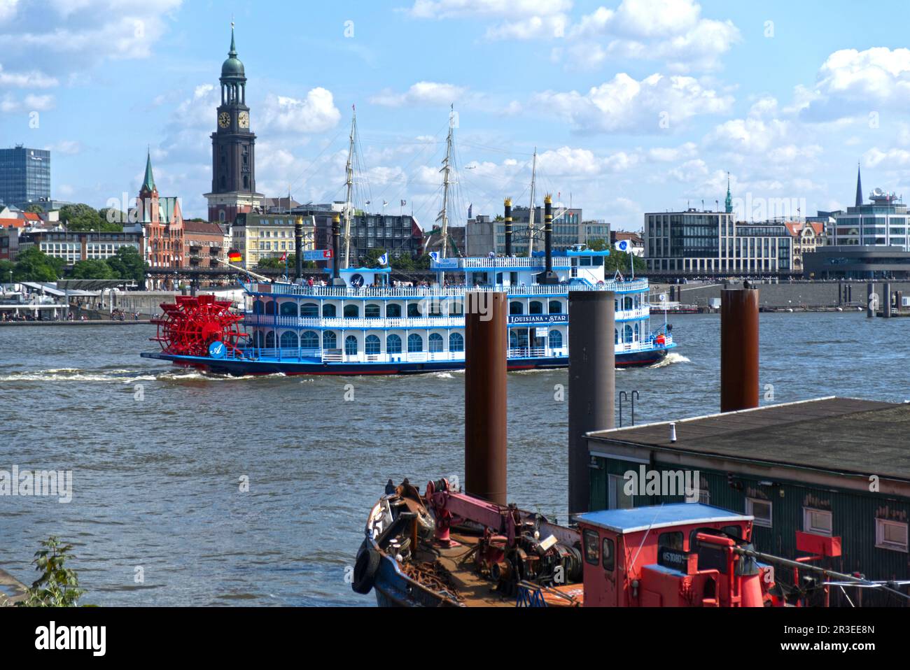 Hamburg, Louisiana Star, sternwheeler, Sandtorhafen, Michel, Germany ...