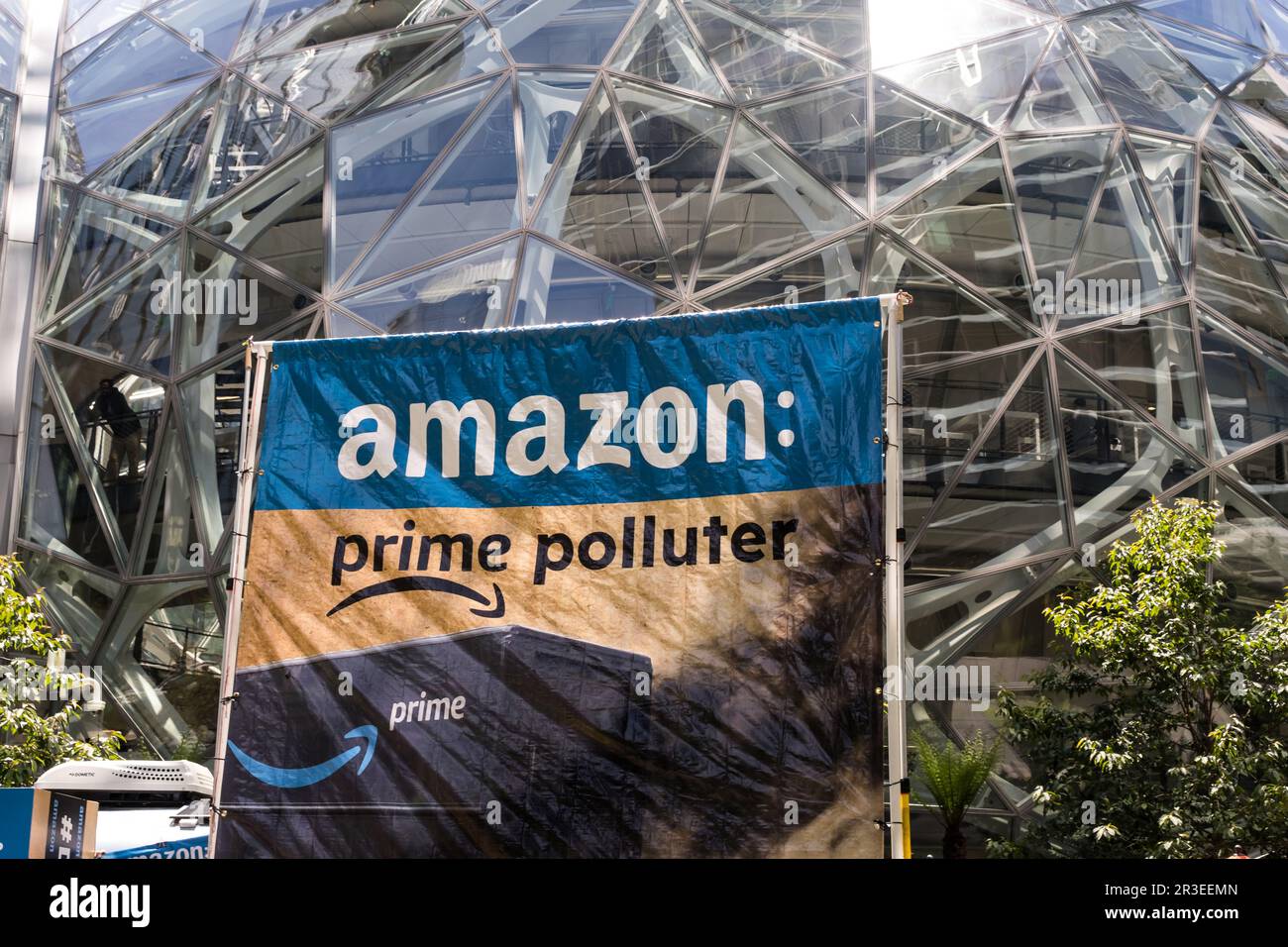 Seattle, USA. 22 May, 2023. Environmental protestors mid-day at Amazon ...