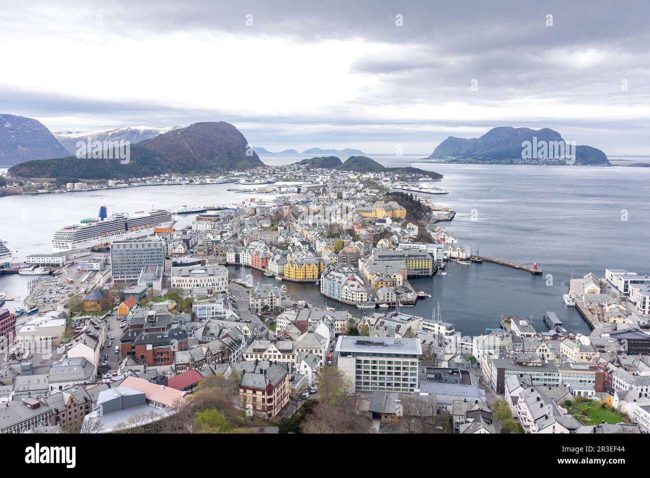 View of town centre from Aksla viewpoint, Ålesund, Møre og Romsdal ...