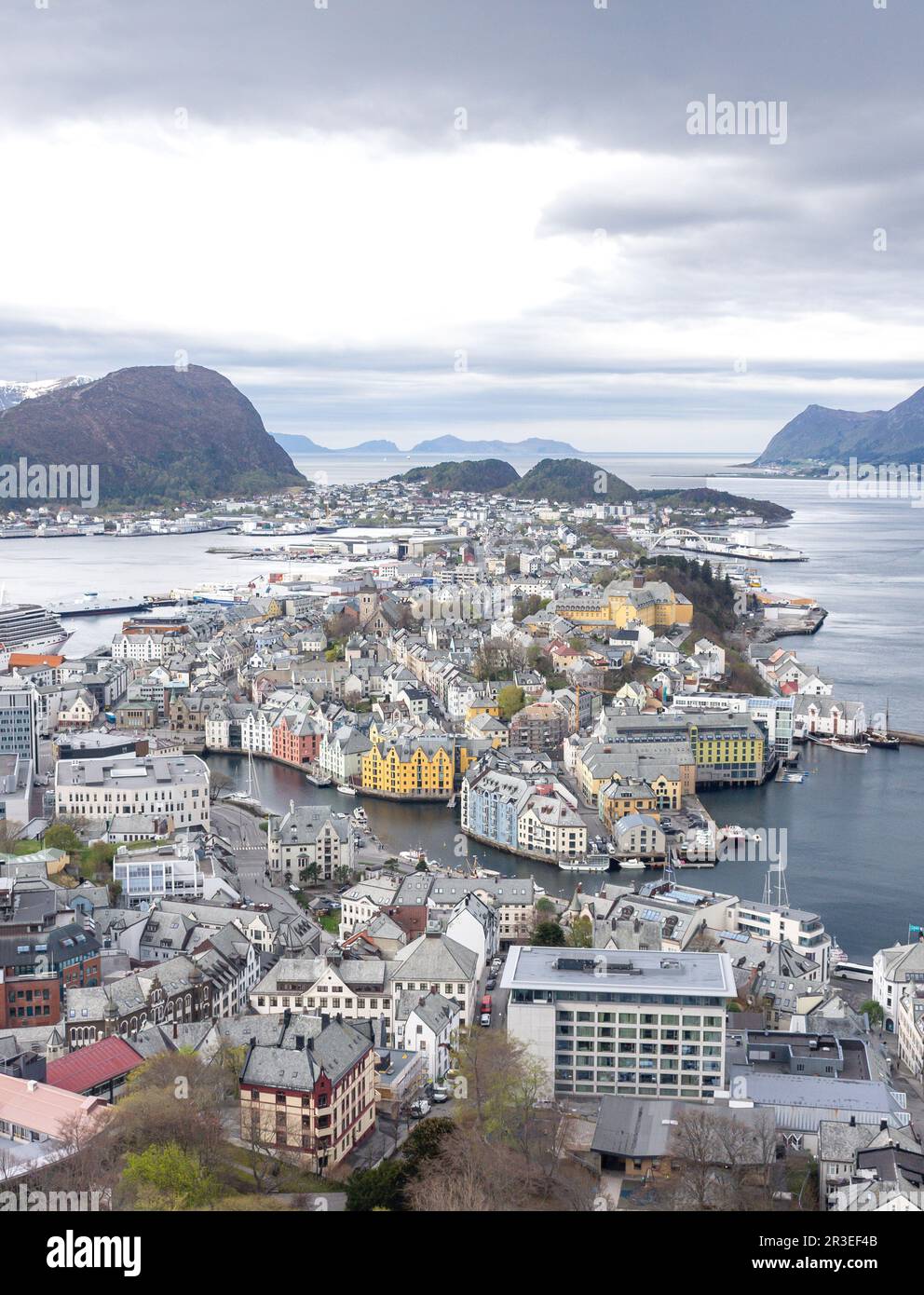 View of town centre from Aksla viewpoint, Ålesund, Møre og Romsdal ...