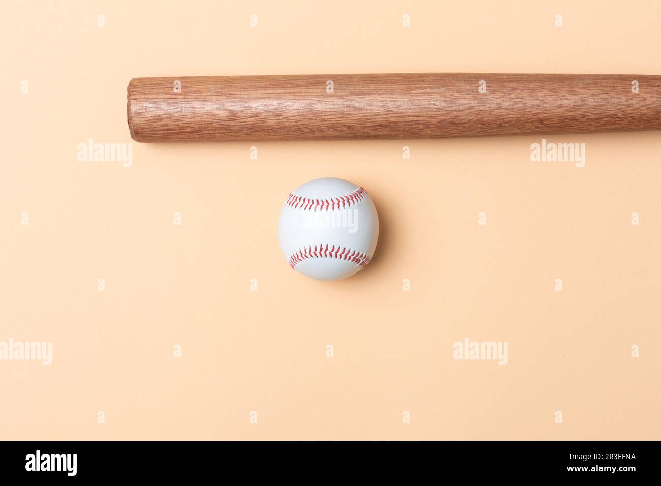 Baseball bat and ball on beige background. Horizontal sport theme ...