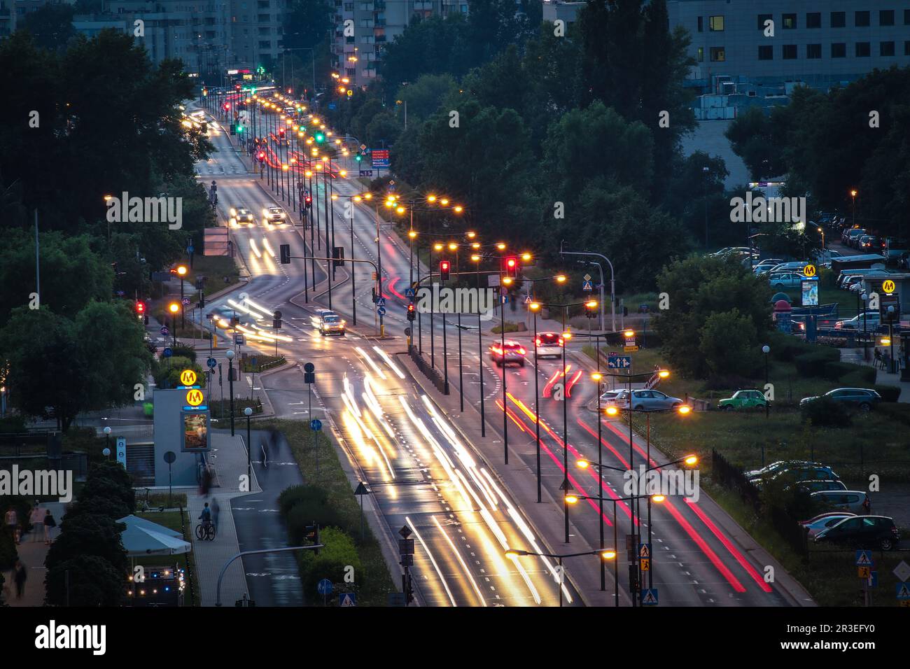 Wide street in evening Stock Photo - Alamy