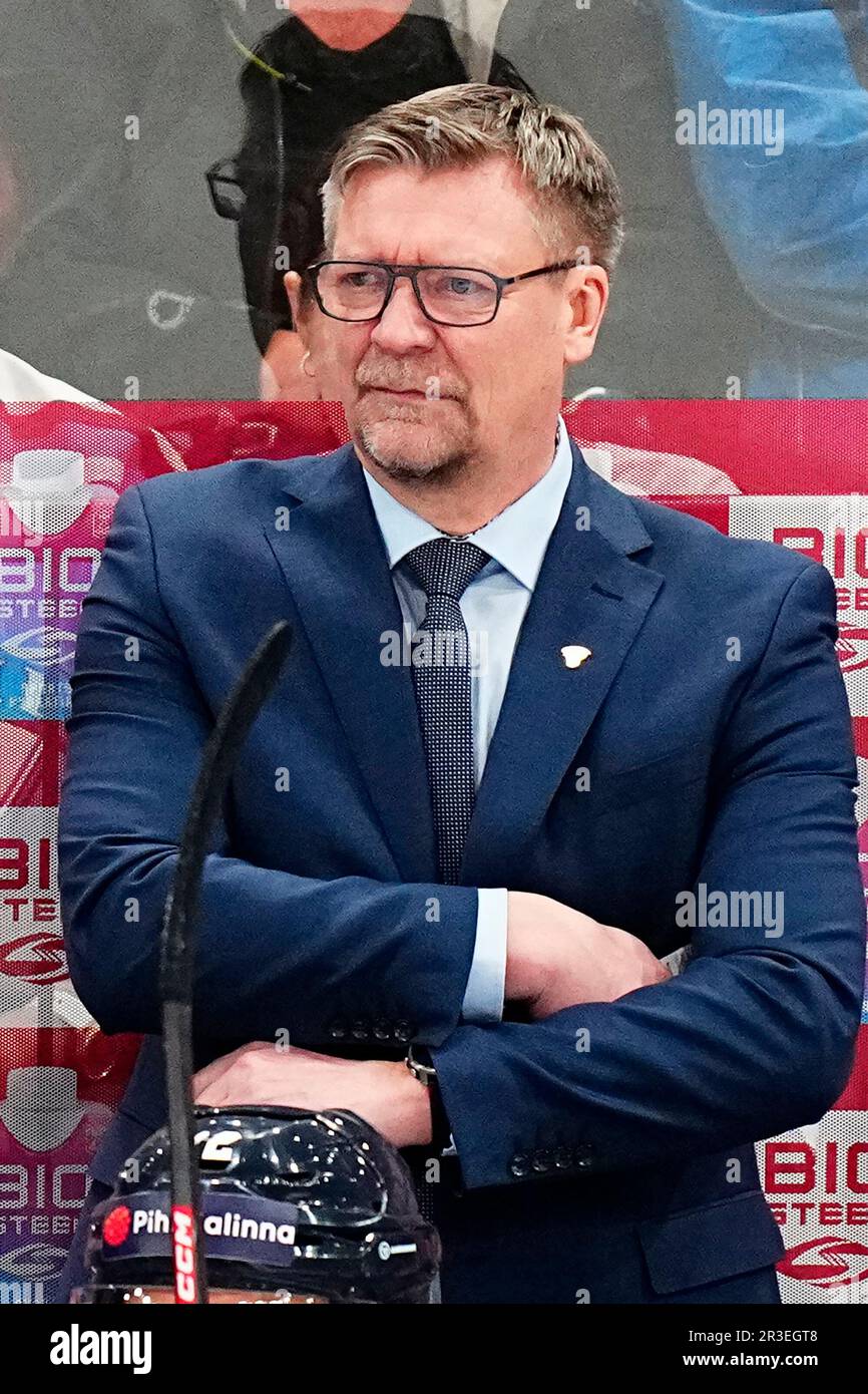 Finland's head coach Jukka Jalonen watches the group A match between ...