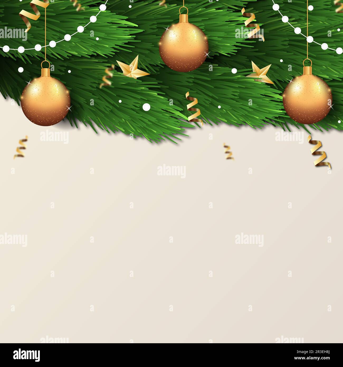 Christmas tree on white background, web template for festive ...