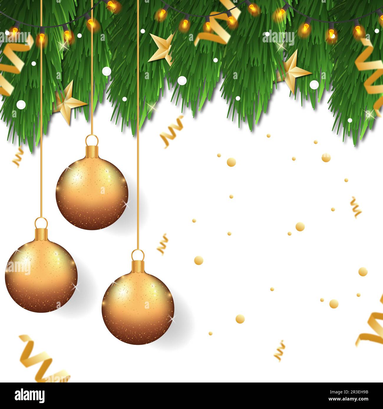 Christmas tree on white background, web template for festive ...