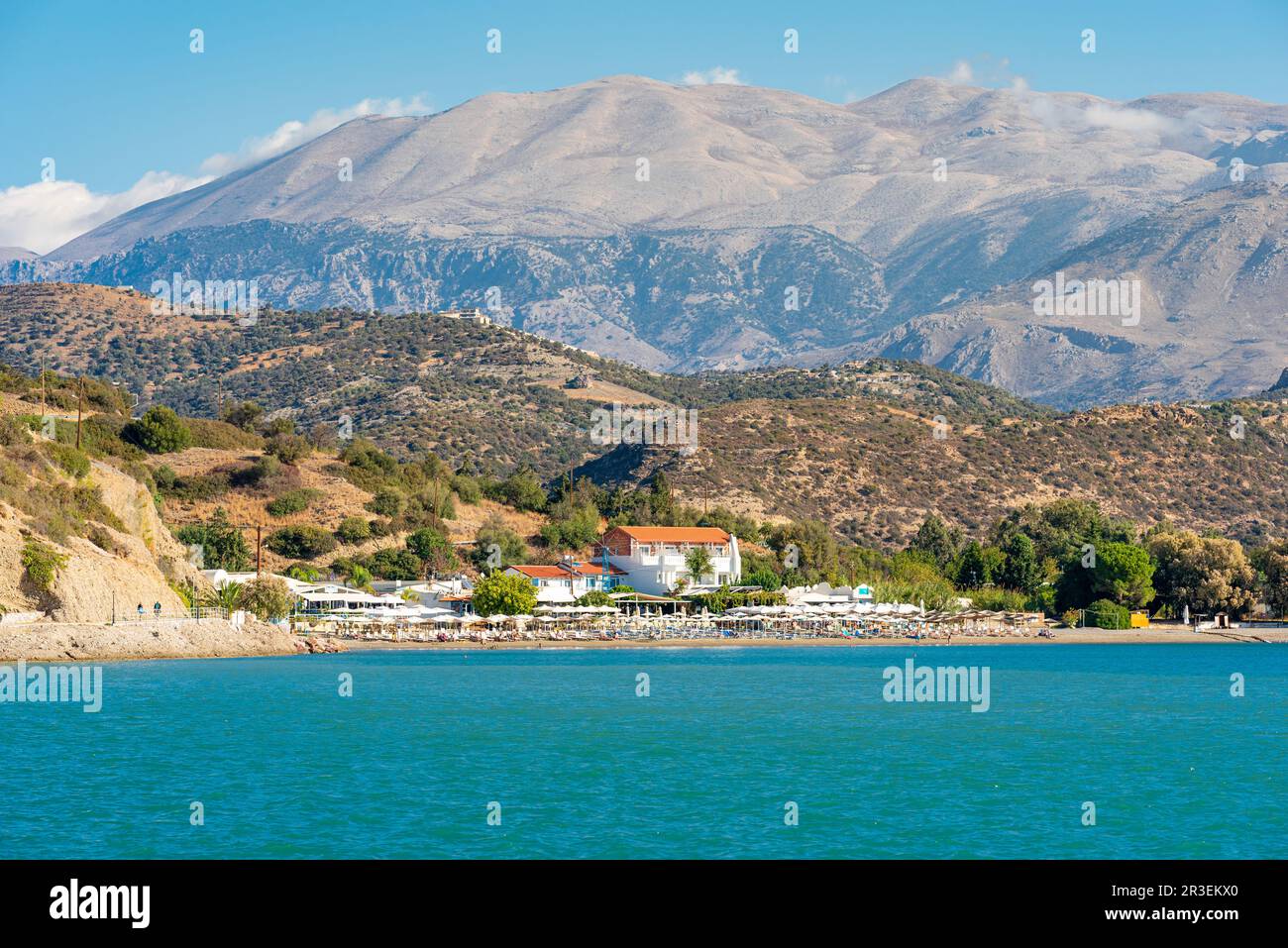 Ida mountains and beach of Agia Galini on Crete Stock Photo - Alamy