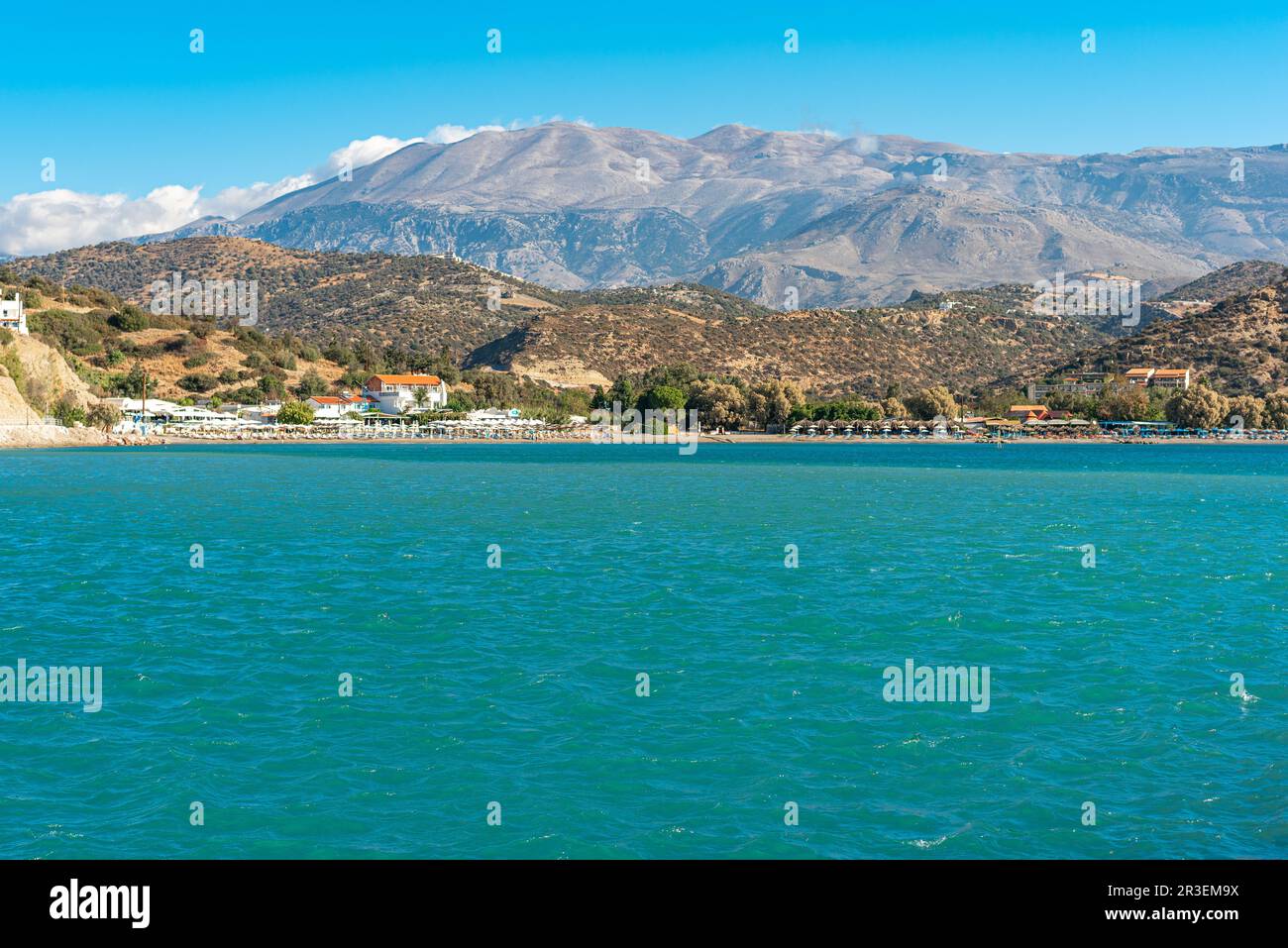 Ida mountains and beach of Agia Galini on Crete Stock Photo - Alamy