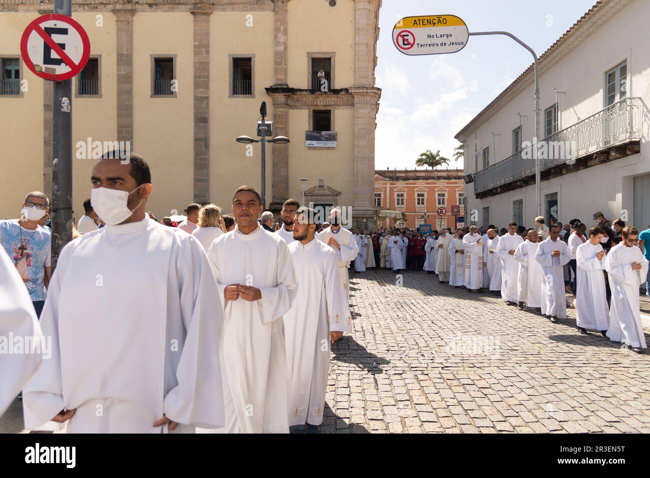 Salvador, Bahia, Brazil - June 16, 2022: Catholic priests are seen ...