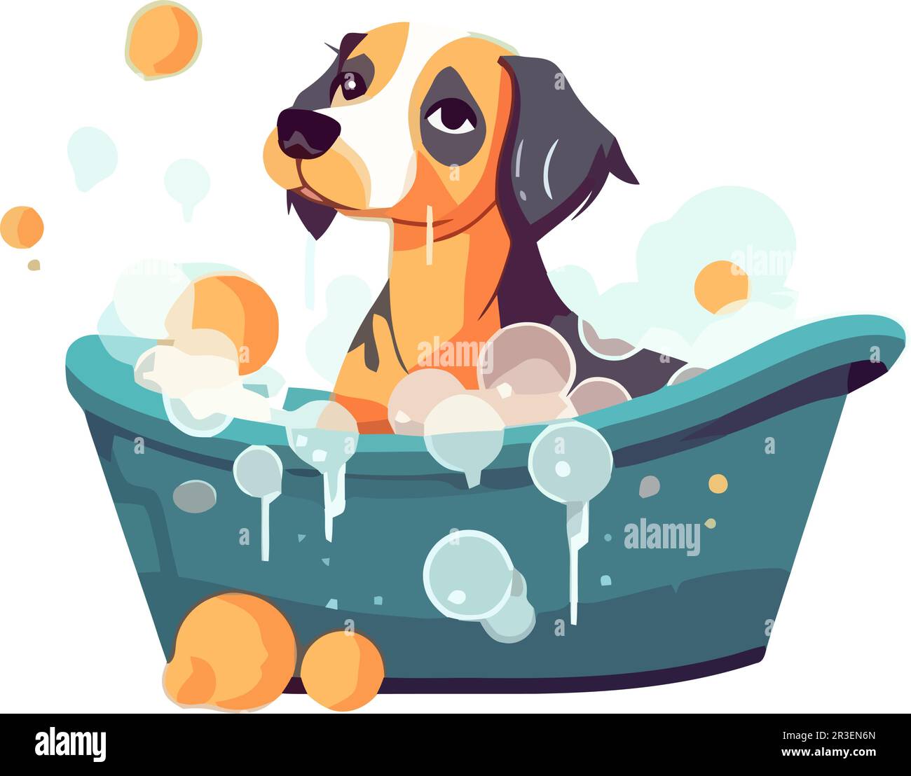 Cute puppy in bathtub bucket Stock Vector Image & Art - Alamy
