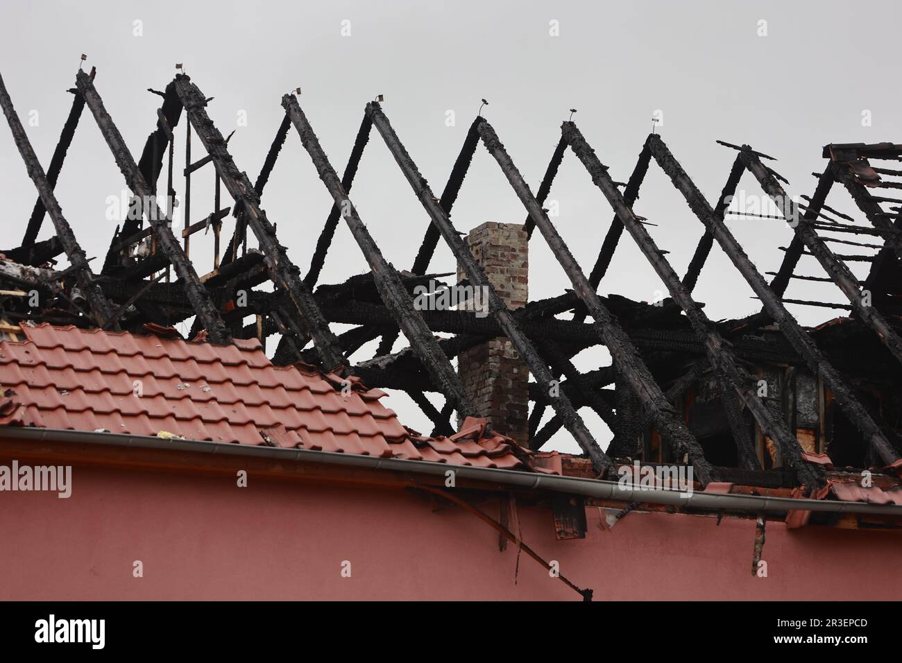 Quedlinburg, Germany. 23rd May, 2023. The charred remains of the burnt ...