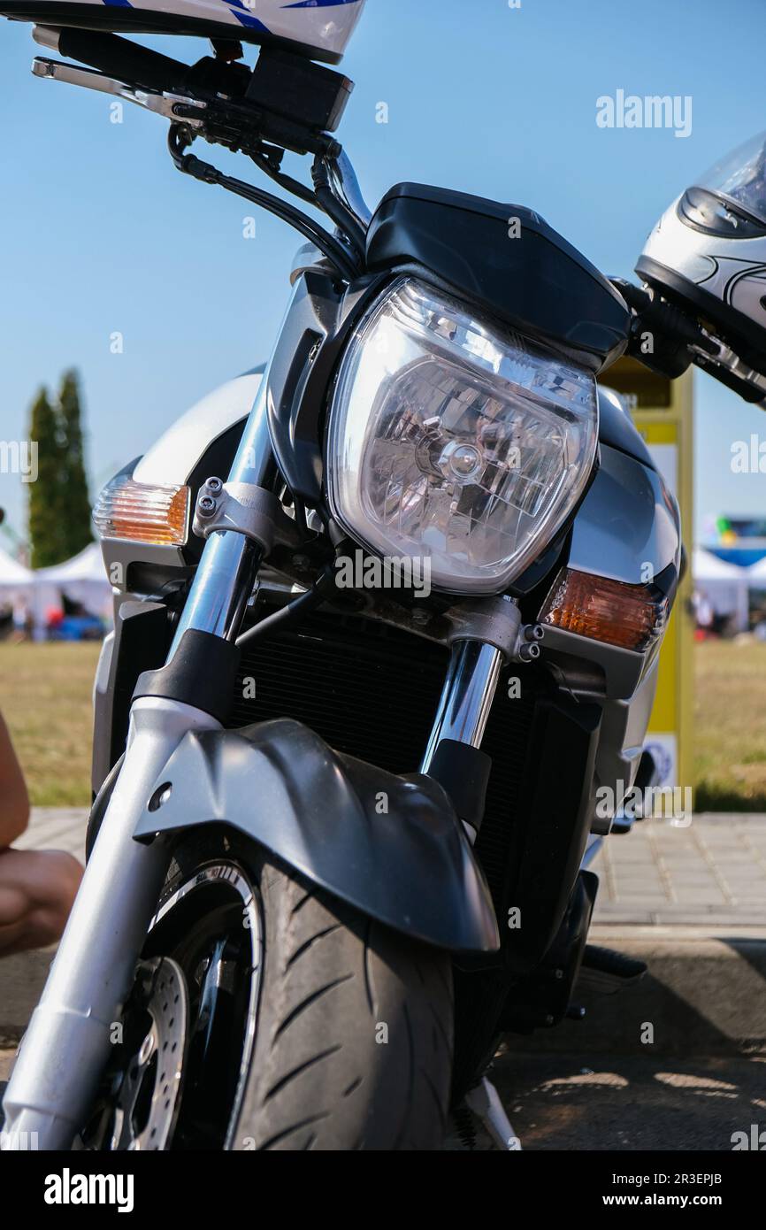 Parked Motorcycles. Store dealership motorbike manufactures shop. A ...