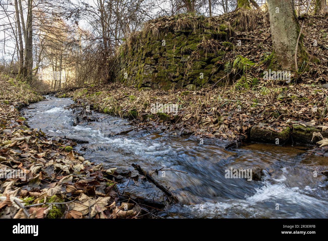Belly run in resin with dry stone wall Stock Photo - Alamy