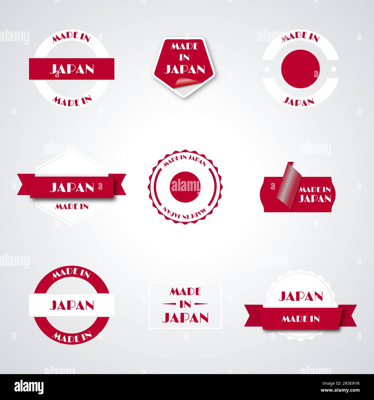 Set of various Made in Japan labels isolated on white background ...
