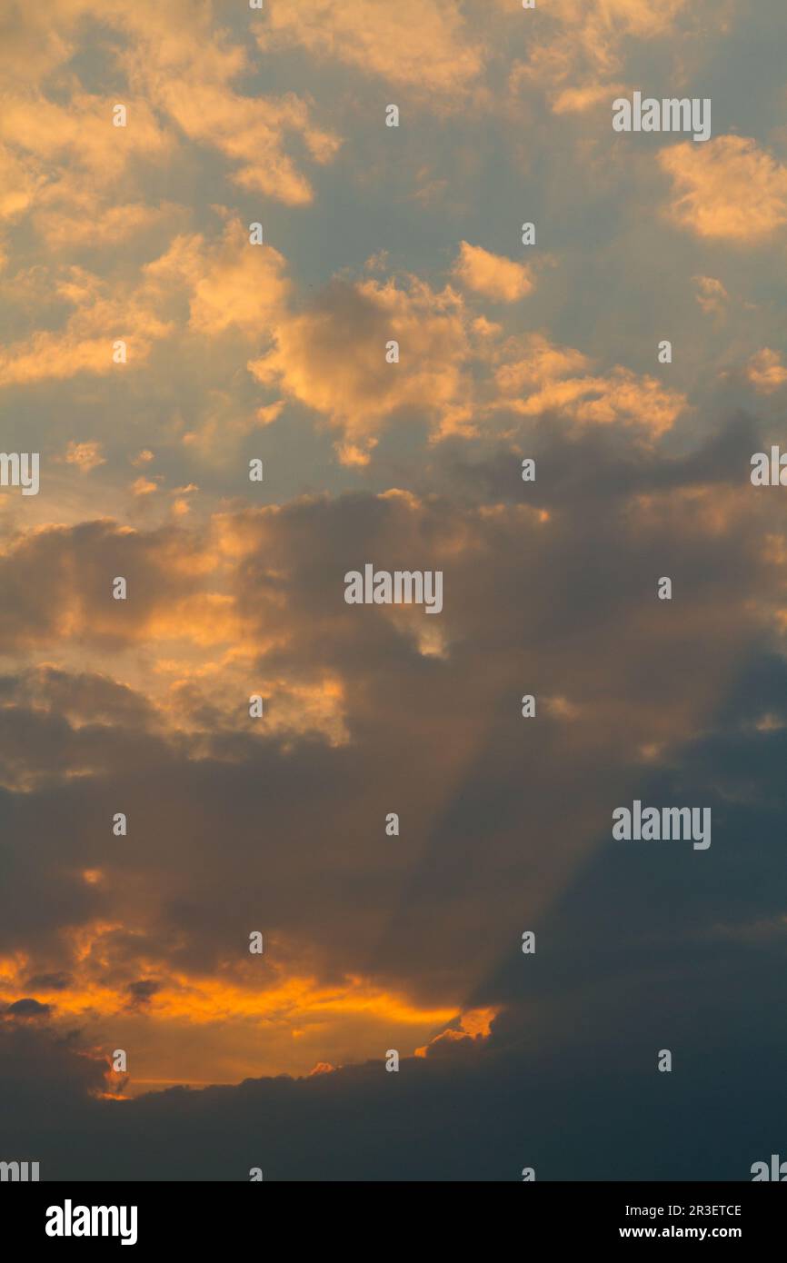 Texture evening sky sunset with setting sun and clouds Stock Photo - Alamy