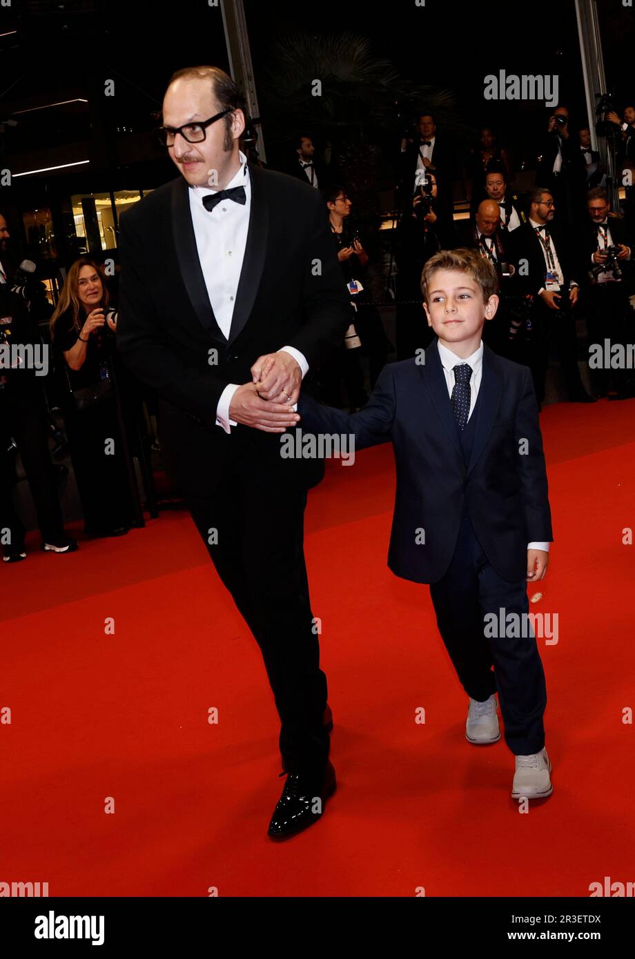 Fausto Russo Alesi, left, and Enea Sala pose for photographers upon ...