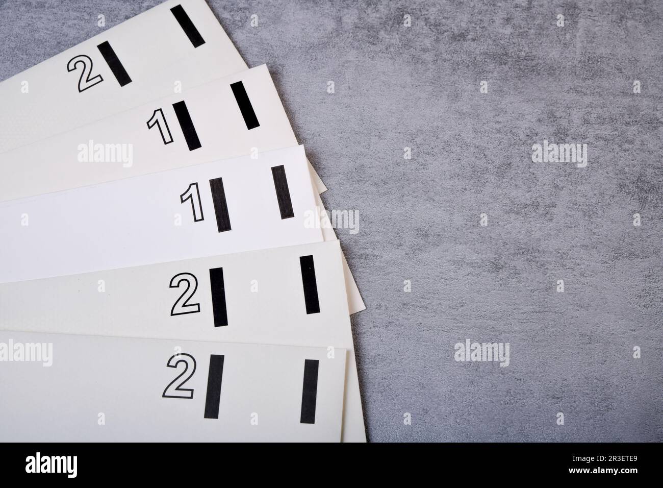 Close-up of a 1st and 2nd Class Letter label on a package ready to be ...