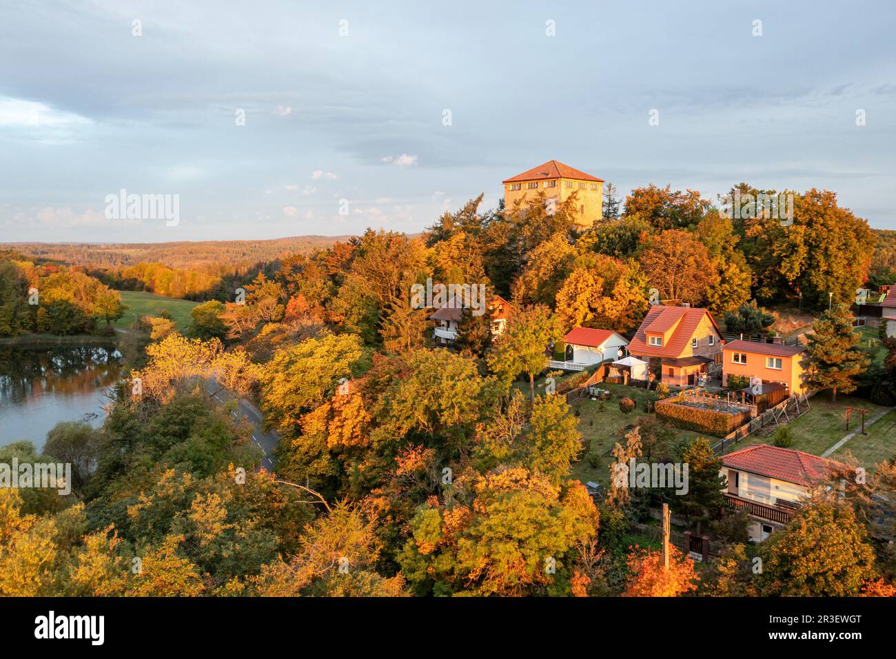Aerial photos from Harzgerode in Harz Mountains sunrise in autumn Stock ...