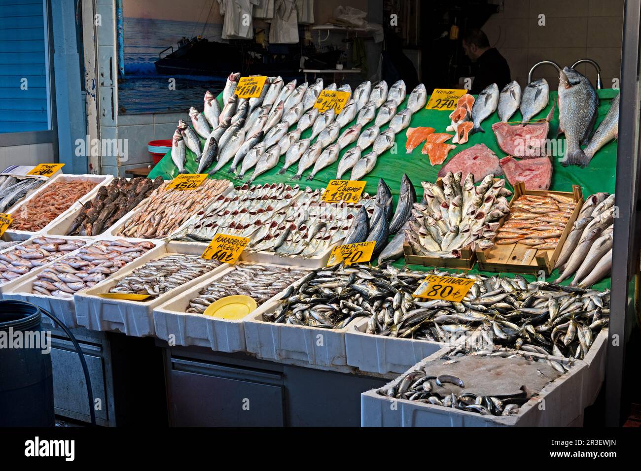 Fresh whiting, red mullet, horse mackerel, salmon and sea bream for ...
