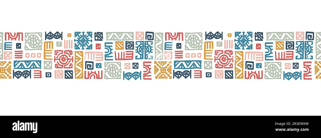 Hand drawn abstract seamless pattern, ethnic background, african style ...