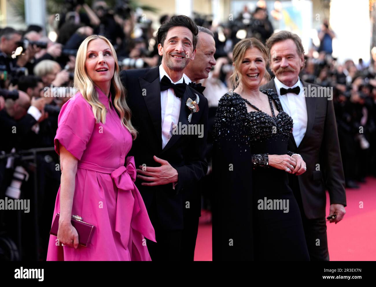 Hope Davis, from left, Adrien Brody, Tom Hanks, Rita Wilson and Bryan ...