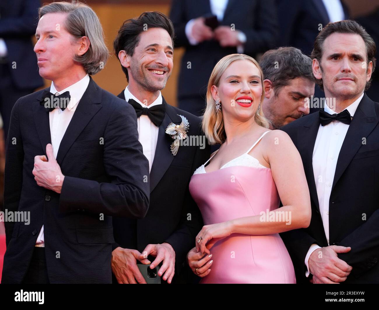 Director Wes Anderson, from left, Adrien Brody, Scarlett Johansson ...