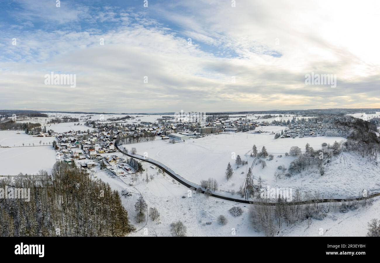 Aerial photos town Thale district Allrode in Harz winter Stock Photo ...