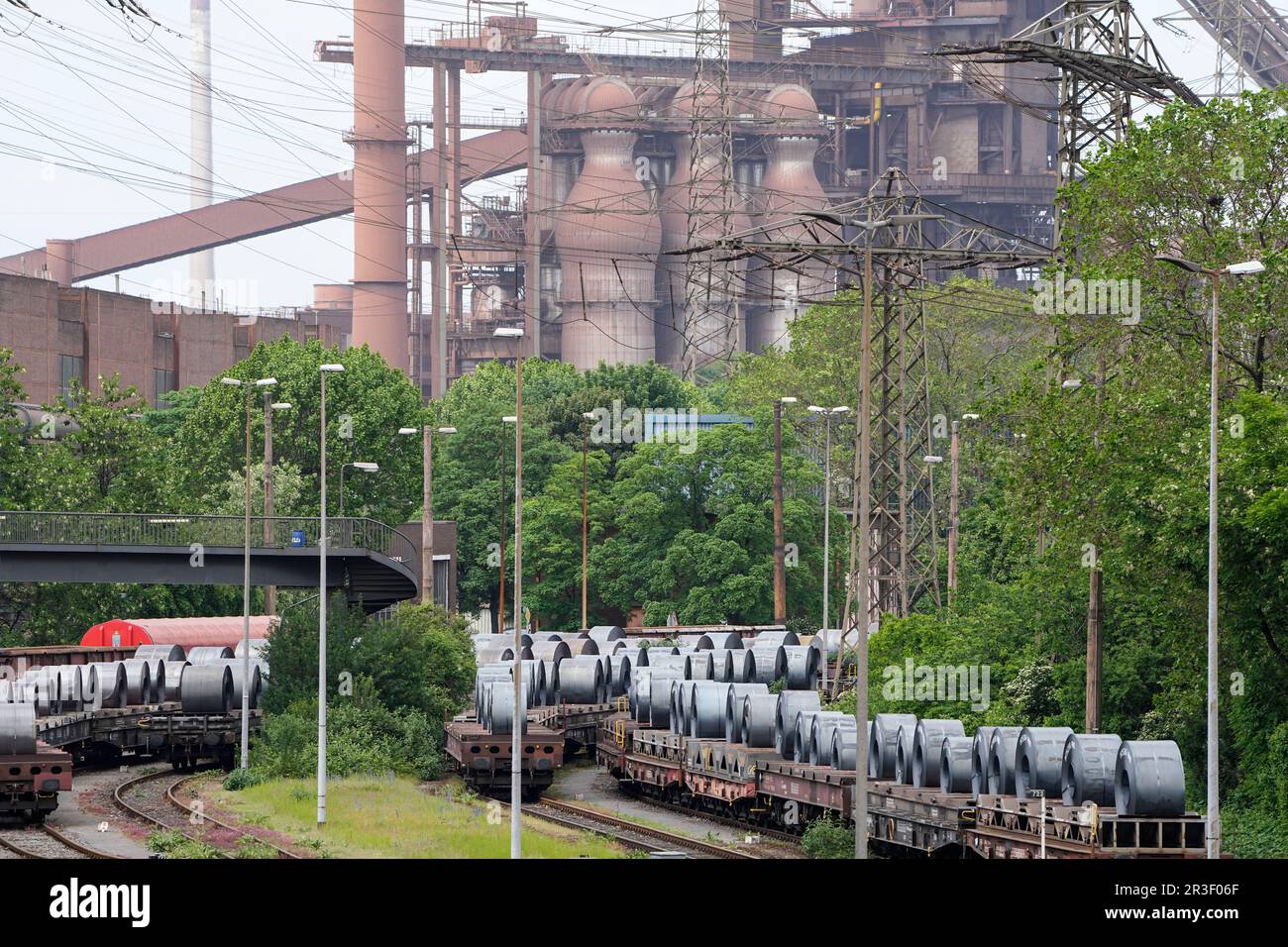Steel coil is ready for transport at a steel mill of Germany's biggest ...