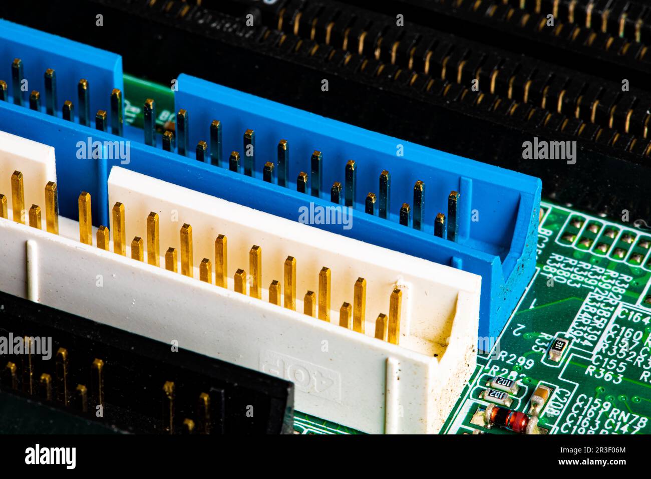 Close up of connector pins on PC circuit board Stock Photo - Alamy