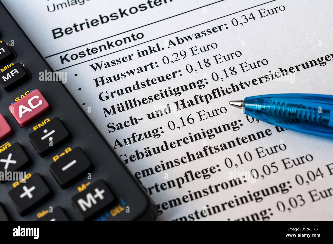 Statement of operating costs Stock Photo - Alamy