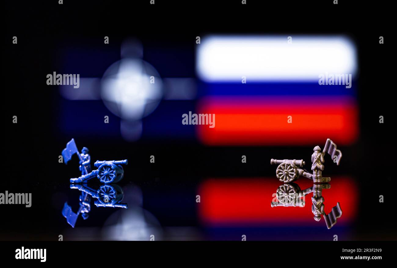 Conceptual image of war between Russia and NATO using toy soldiers and ...