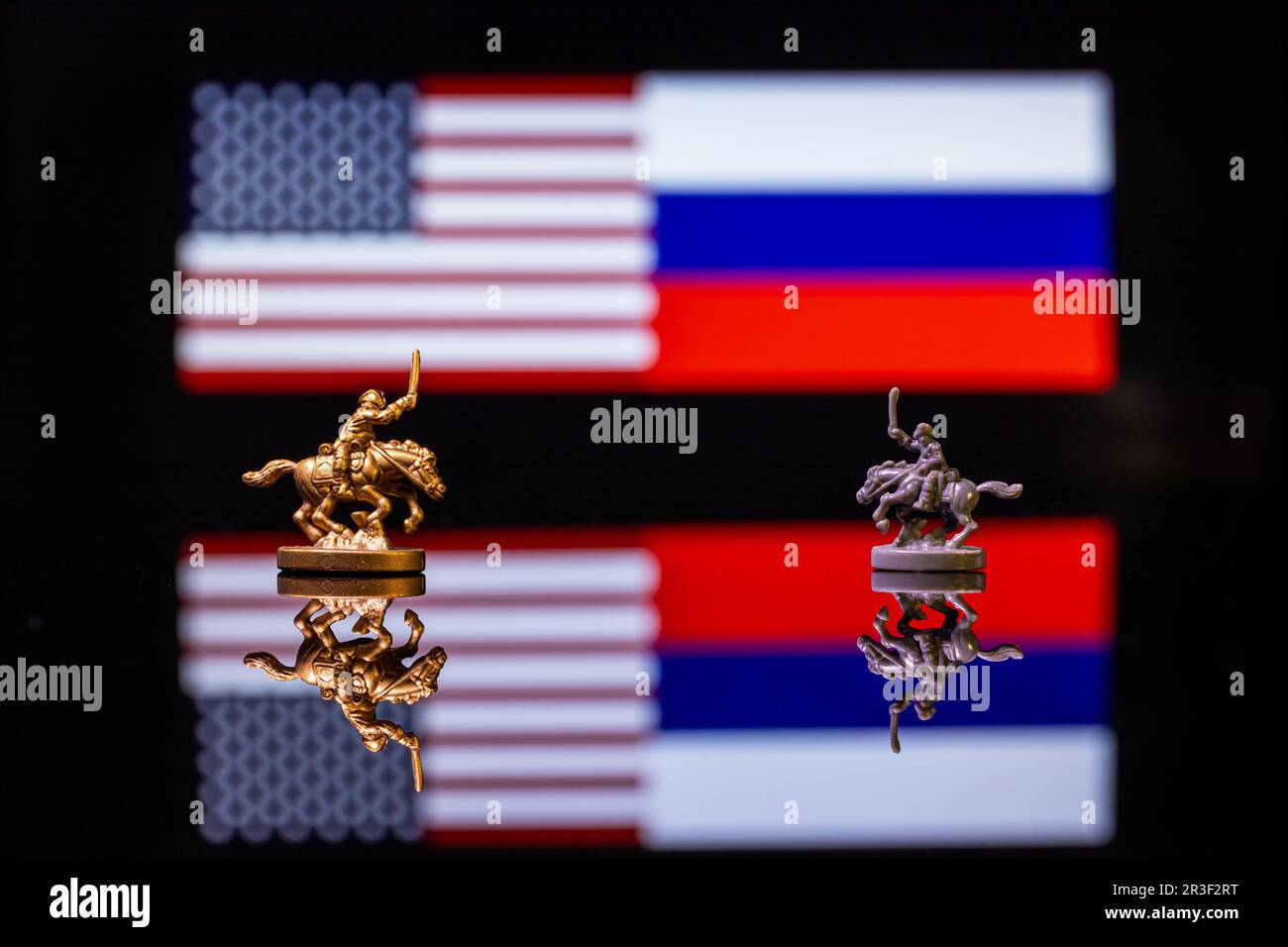 Conceptual image of war between United States and Russia using toy ...
