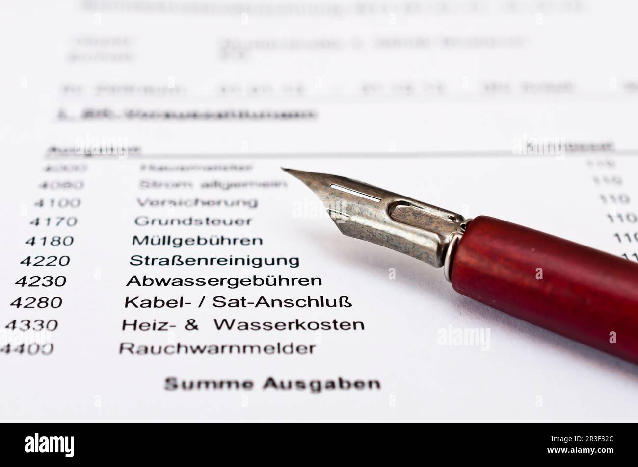 Statement of operating costs Stock Photo - Alamy