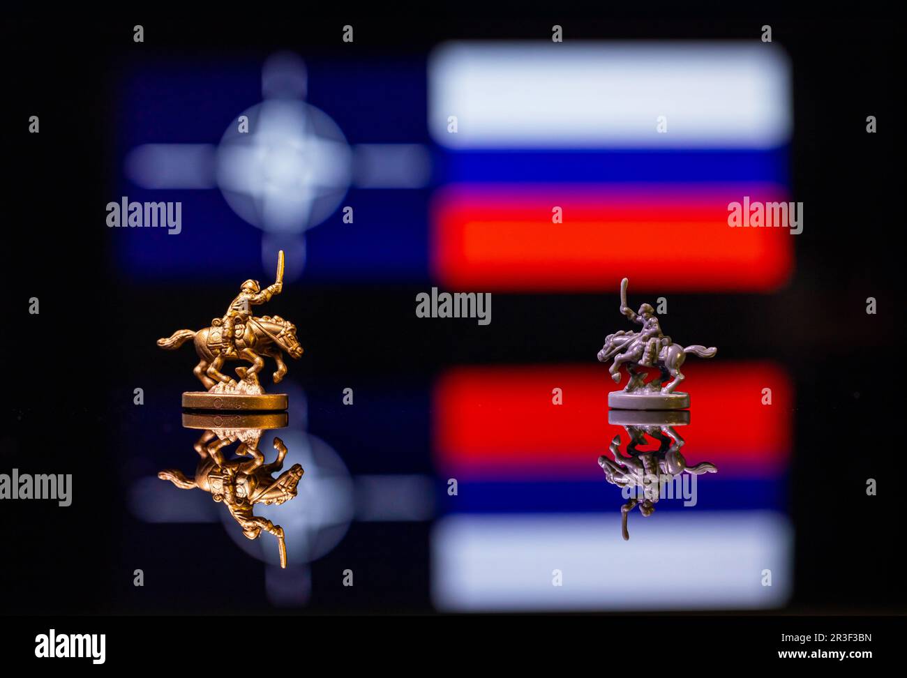 Conceptual image of war between Russia and NATO using toy soldiers and ...