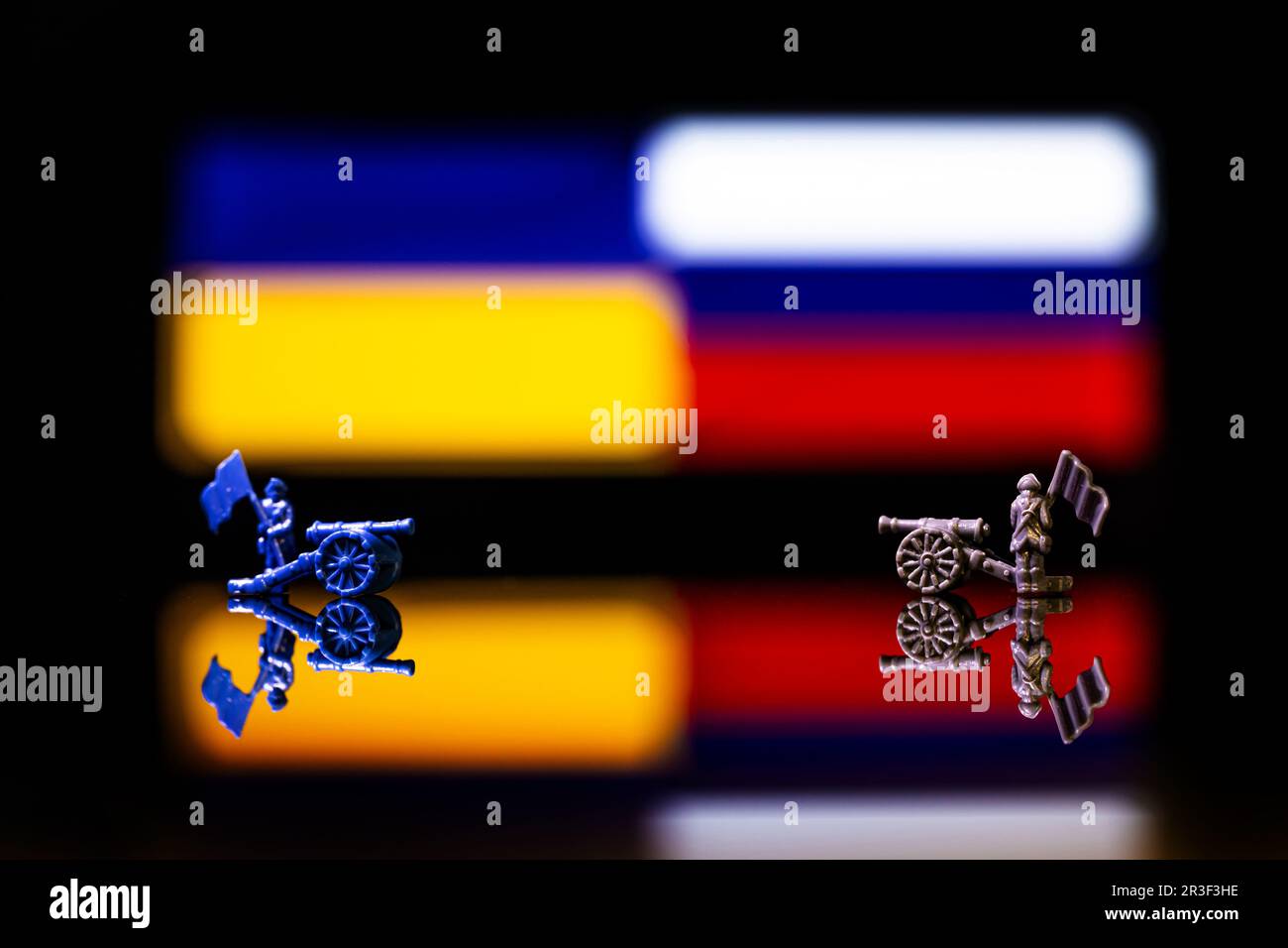 Conceptual image of war between Russia and Ukraine using toy soldiers ...