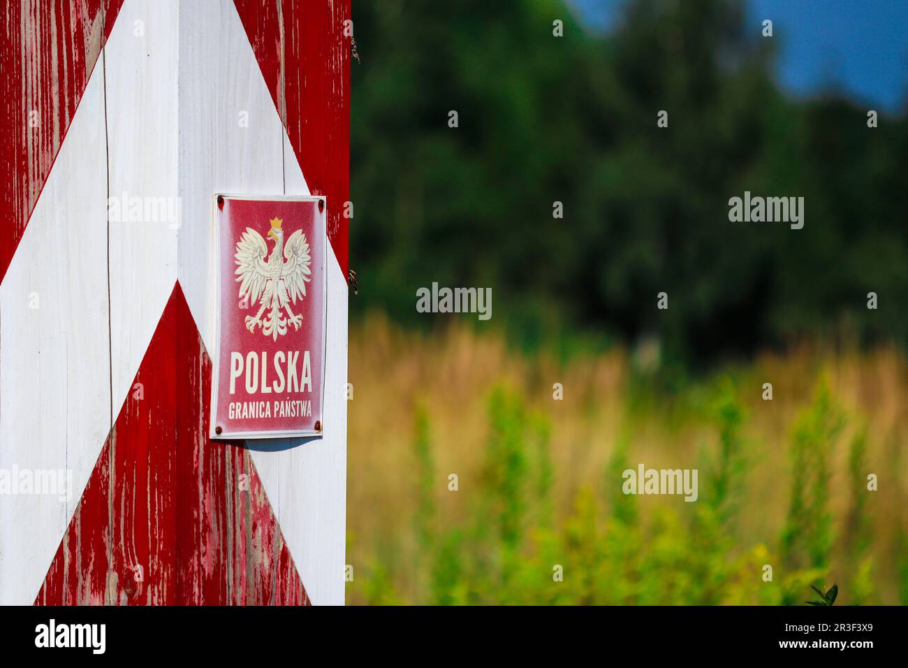 Polish border wooden post Stock Photo - Alamy