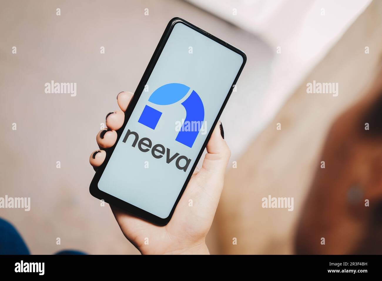 In this photo illustration, the Neeva logo is displayed on a smartphone ...