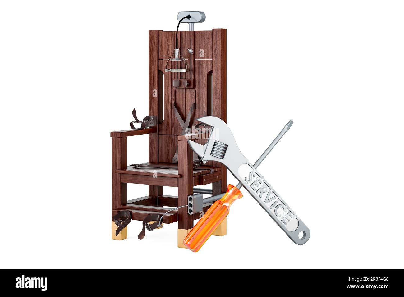 Electric chair with screwdriver and wrench, 3D rendering isolated on ...