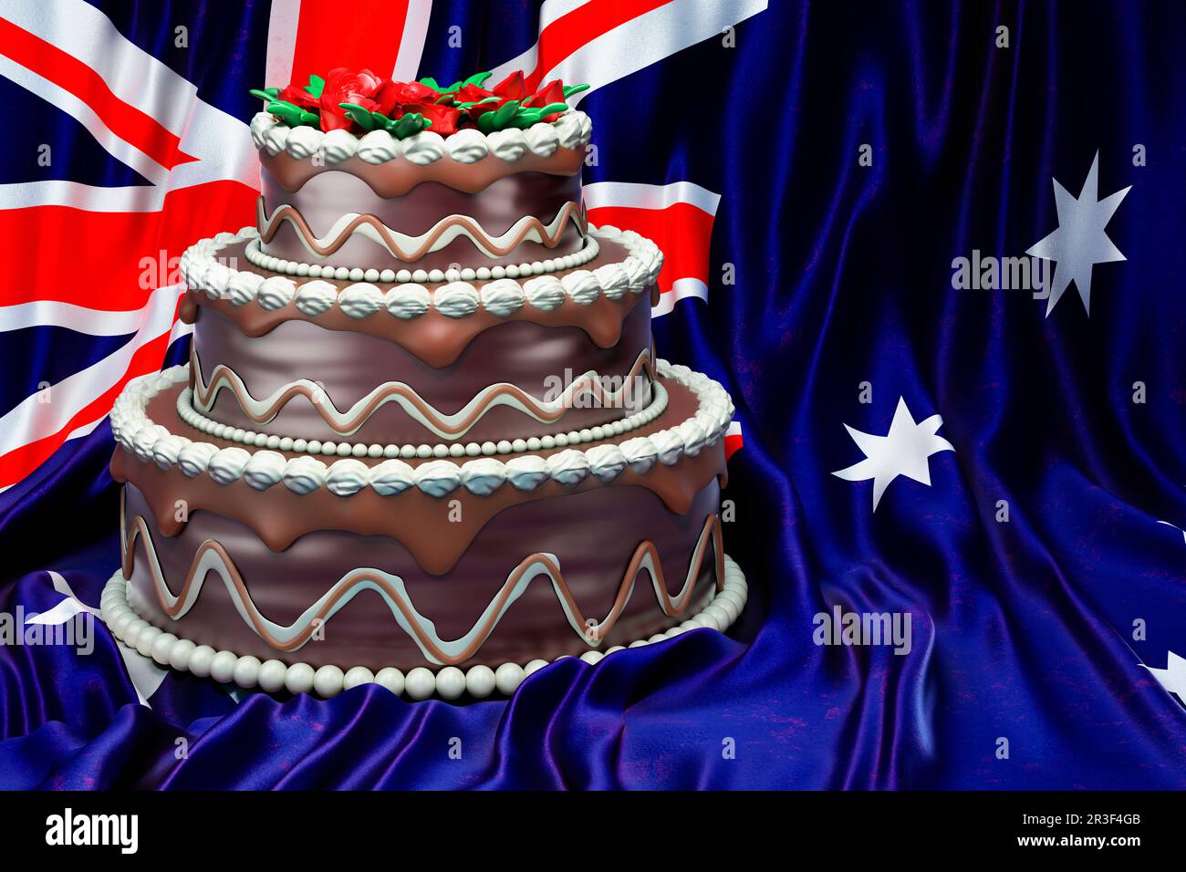 Chocolate cake on the Australian flag backdrop, 3D rendering Stock ...