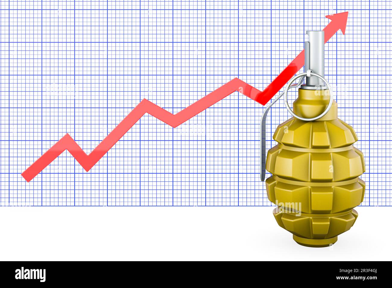 Hand grenade with growing chart, 3D rendering Stock Photo - Alamy