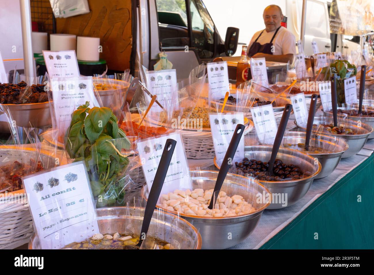 Herb and olive stand, on the streets of St. Tropez, France Stock Photo ...
