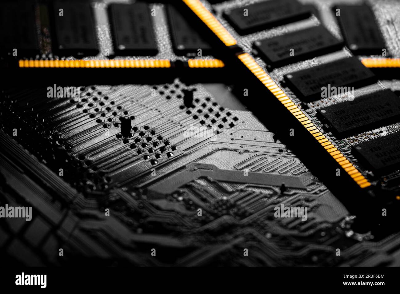 Macro Close up of computer RAM chip and motherboard Stock Photo - Alamy