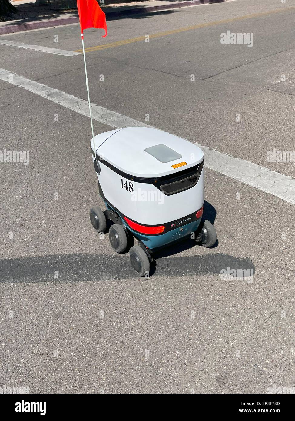 Delivery robot autonomous vehicle on the streets of Tucson AZ Stock ...